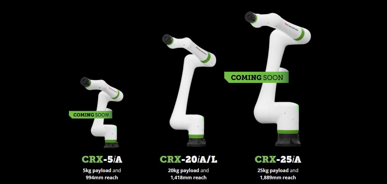 CRX Collaborative Robots by FANUC: CRX-5iA, CRX-20iA/L, CRX-25iA