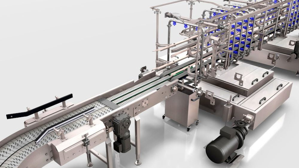 Automatic transversal kegging line for flexibility, efficiency and speed