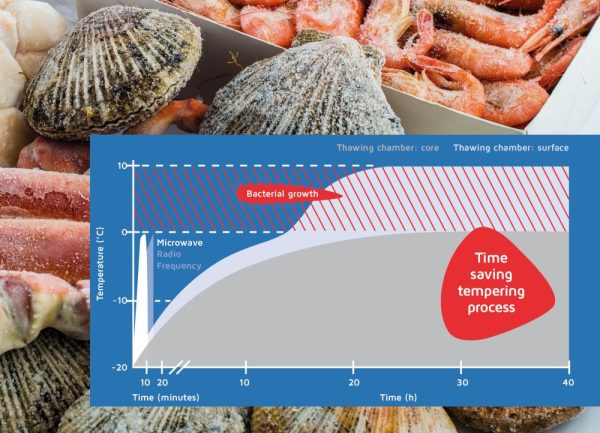 Safe process for fish and seafood products: tempering, defrosting